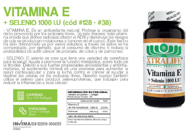 Los beneficios de la vitamina E con selenio para la salud.