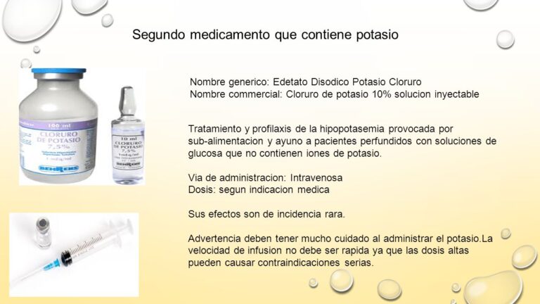 Nombre genérico y comercial del cloruro de potasio.